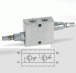 Dobbel tverrventil - Sjokkventil - 30L/min. 10-180 bar - In-line ...