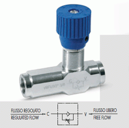 Flow control valve 1" - Adjustable - Free return flow - In-line valves ...