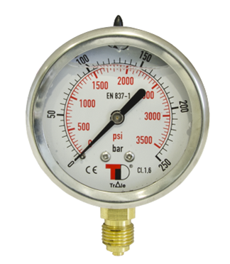 Pressure gauge vertical 0-400 Bar - Manometers - Taon Hydraulic